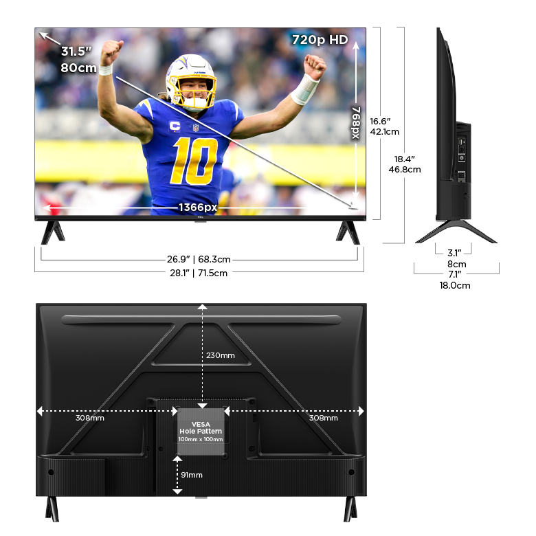 TCL 32" S Class 720p HD LED Smart TV with Google TV - 32S250G | TCL USA